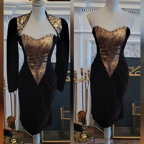 Vintage | Dresses | Vtg 8s La Glo Disco Velvet Set | Poshmark